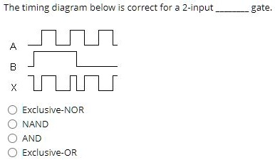 SOLVED: The timing diagram below is correct for a 2-input gate. A 8 X Exclusive-NOR O NAND OAND ...