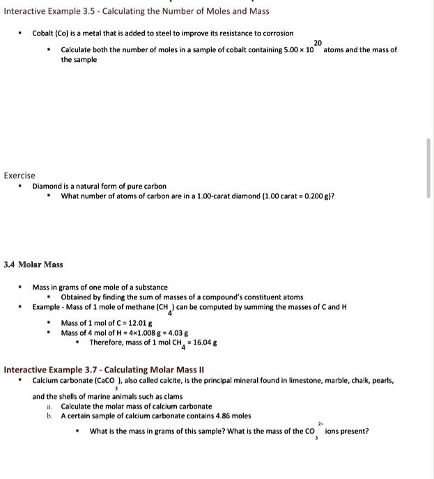 SOLVED:Interactive Example 3.5 Calculating the Number of Moles and Mass Cobal Co) is a metal ...