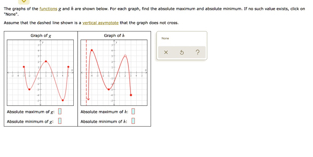 SOLVED: The graphs of the functions g and h are shown below; For each ...