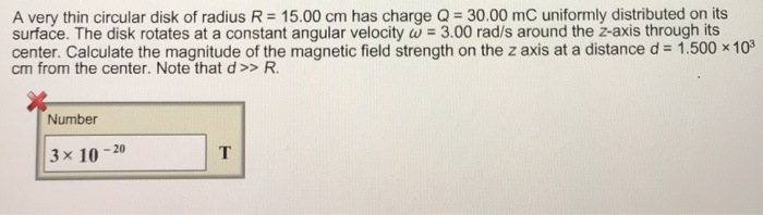 A very thin circular disk of radius R=15.00 cm has charge Q=30.00 mC uniformly distributed on ...