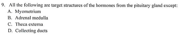 9. All the following are target structures of the hormones from the ...