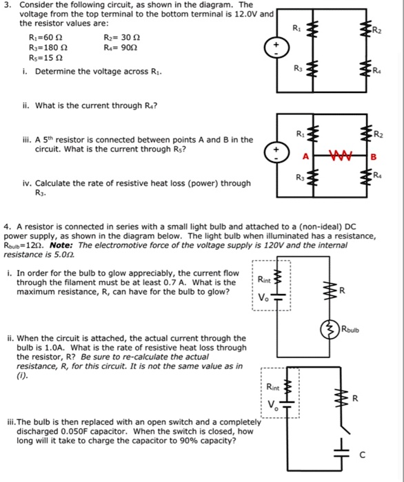 consider the following circuit as shown in the diagram the voltage from the top terminal to the ...