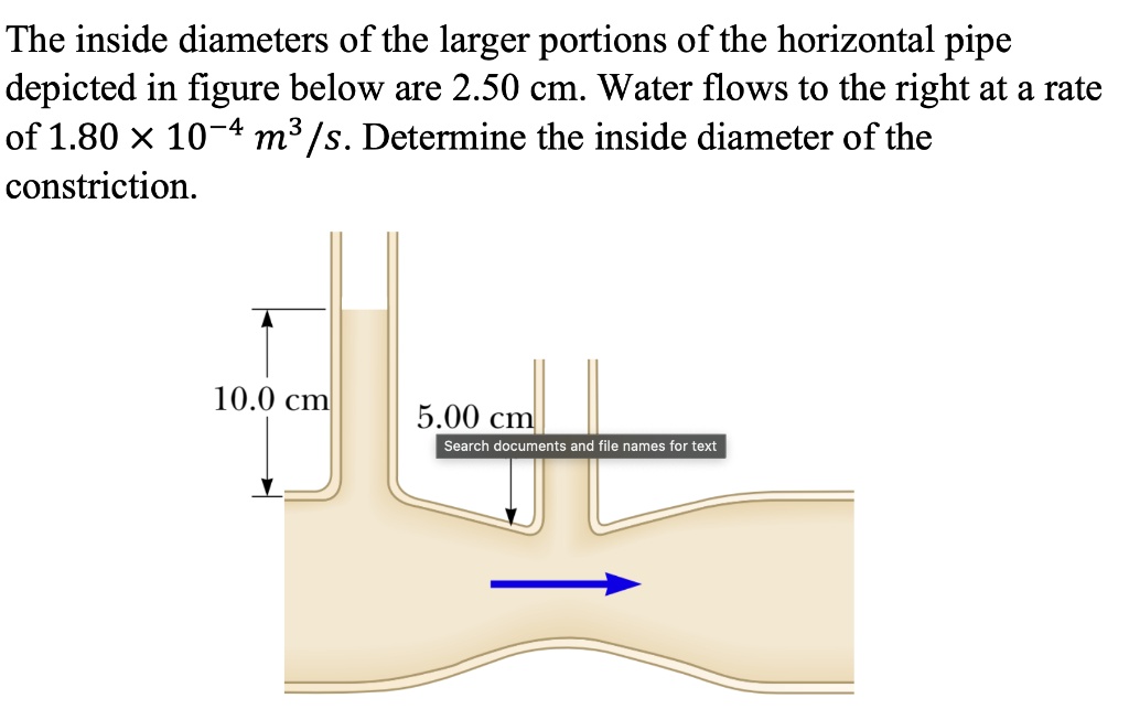 SOLVED: The inside diameters of the larger portions of the horizontal ...