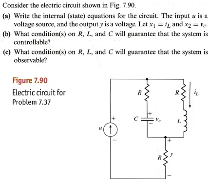 SOLVED: Consider the electric circuit shown in Fig. 7.90. a) Write the internal state equations ...