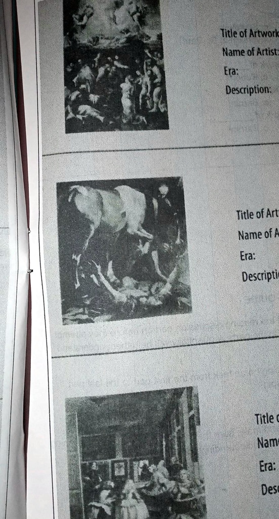 name the following works and the corresponding name of the artist ...