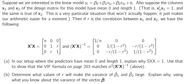 Suppose we are interested in the linear model yi = β0 + β1x1i + β2x2i ...