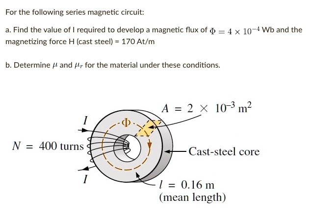 for the following series magnetic circuit a find the value of i ...