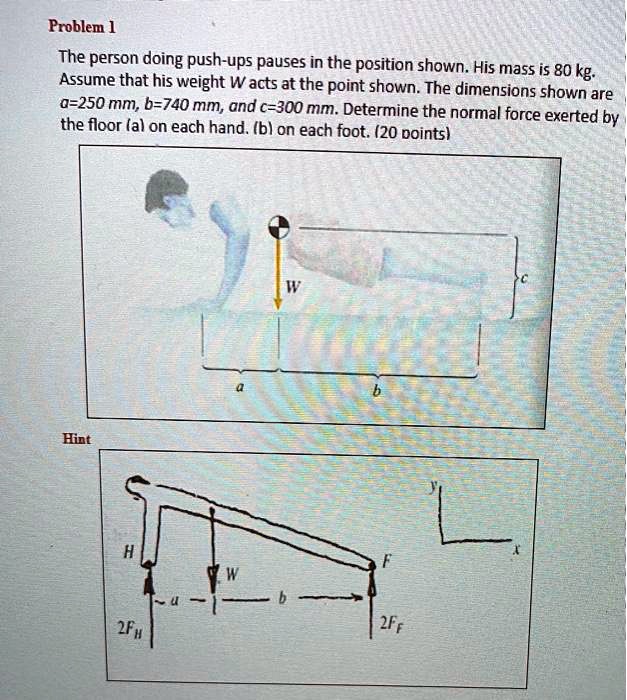 problem the person doing push ups pauses in the position shown his mass ...