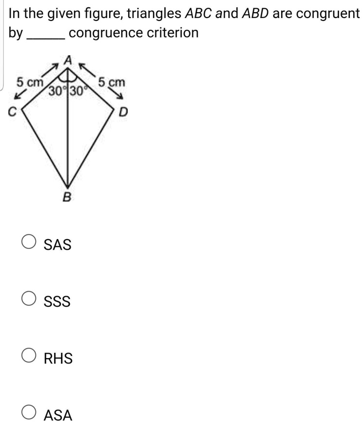 SOLVED: 'In the given figure, triangles ABC and ABD are congruent by congruence criterion'