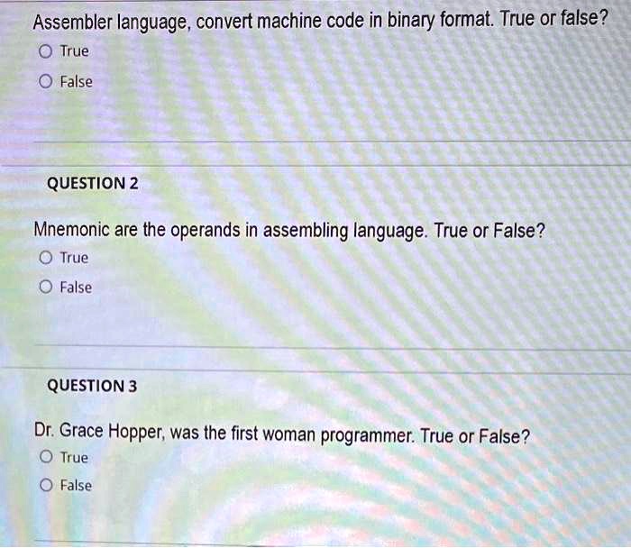 Solved Assembler Language Convert Machine Code In Binary Format True 1797