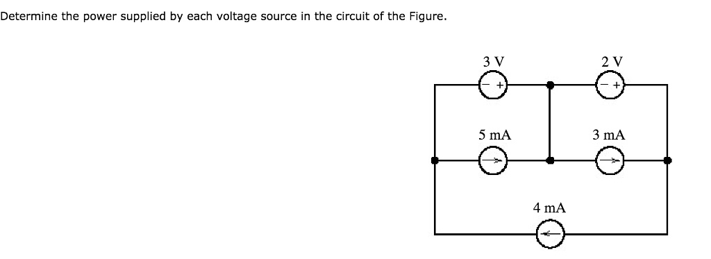 SOLVED: Determine the power supplied by each voltage source in the circuit of the Figure 3V 2V 5 ...