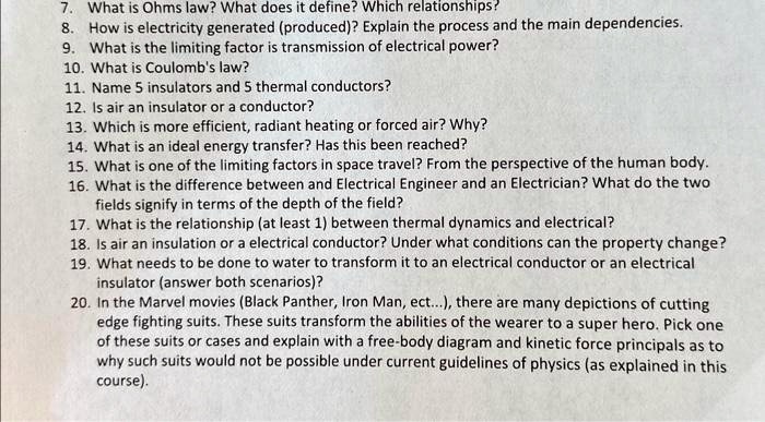 SOLVED: 7.What is Ohms law?What does it define? Which relationships? 8 ...