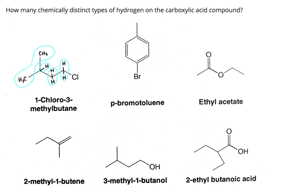 SOLVED: How many chemically distinct types of hydrogen on the ...