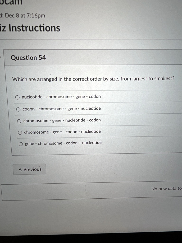 SOLVED: Question 54 Which are arranged in the correct order by size ...