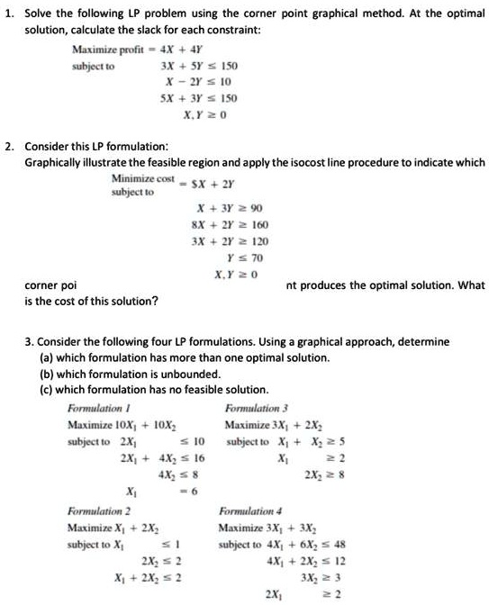 solve the following lp problem using the corner point graphical method at the optimal solution ...