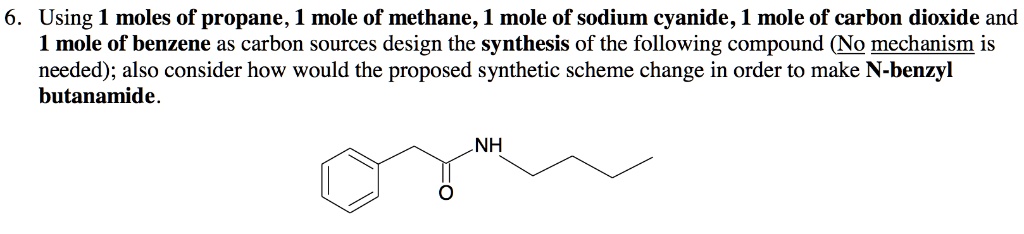 SOLVED: Using moles of propane, one mole of methane, one mole of sodium ...