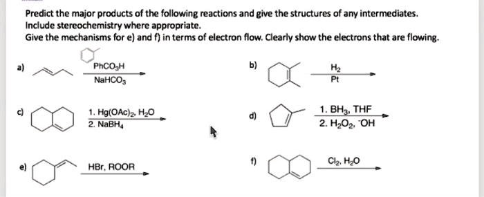SOLVED: Predict the major products of the following reactions and give ...