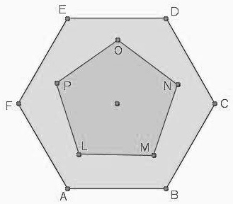 ' A regular pentagon shares a common center with a regular hexagon. If ...
