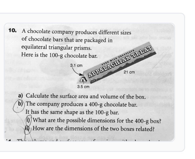 10 a chocolate company produces different sizes of chocolate bars that ...
