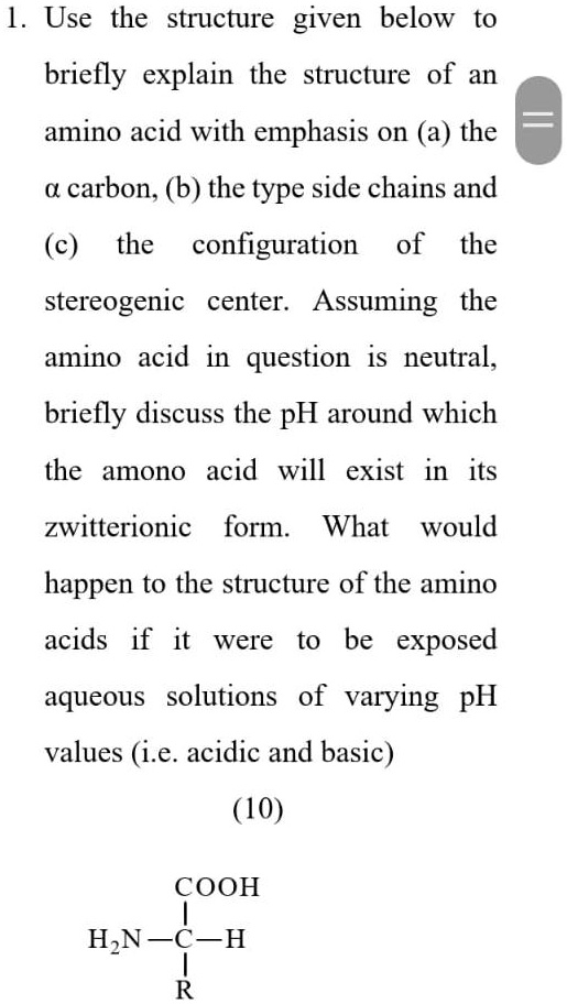 SOLVED: Use the structure given below to briefly explain the structure ...