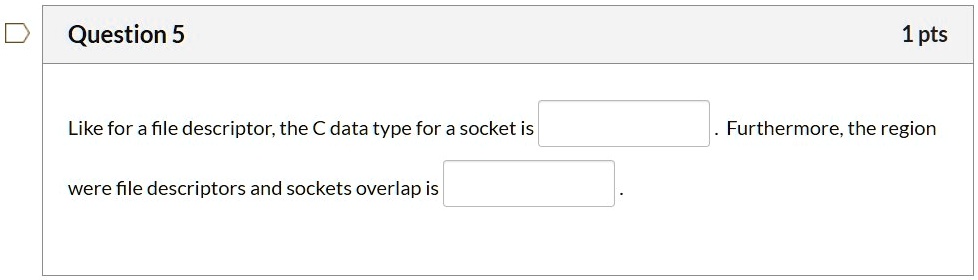 Solved Like For A File Descriptor The C Data Type For A Socket Is Furthermore The Region