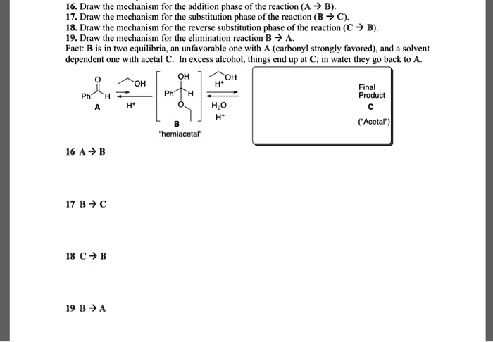 16. Draw the mechanism for the addition phase of the reaction (A ? B ...