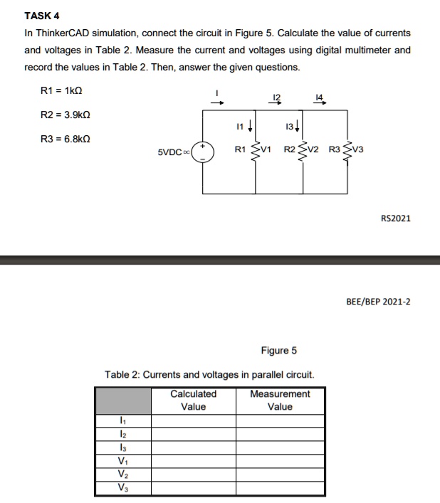 Solved Task 4 In Thinkercad Simulation Connect The Circuit In Figure 5 Calculate The Value 0095