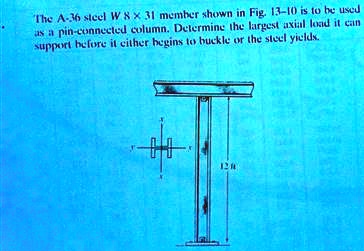 The A-36 steel W8 ×31 member shown in Fig. 13-10 is to be used as a pin ...