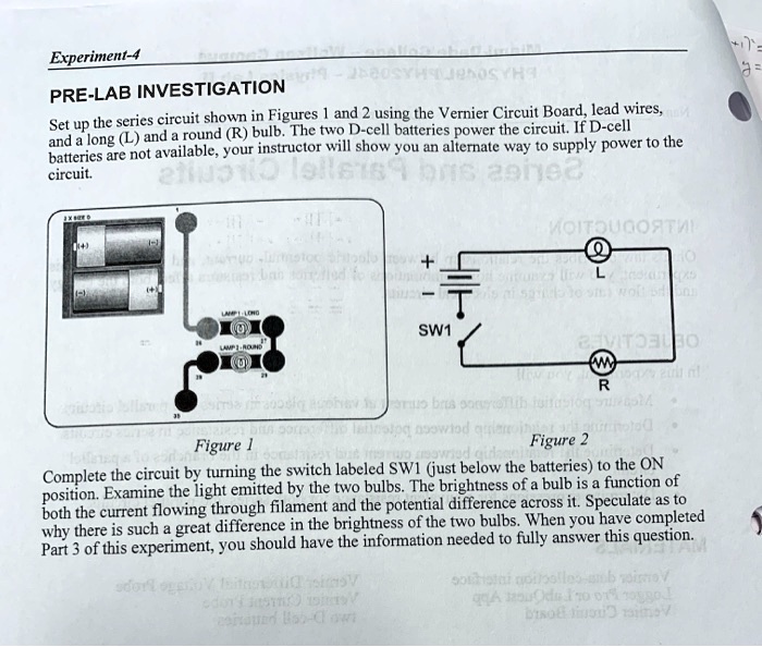 SOLVED: Experiment-4 PRE-LAB INVESTIGATION circuit shown in Figures and 2 using the Vernier ...
