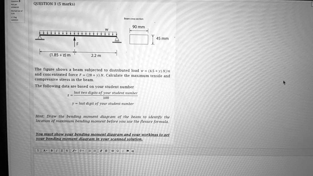 z 009 y9 need it urgent asap question 35 marks 90mm 45 mm 185zm 22 m the figure shows a beam ...