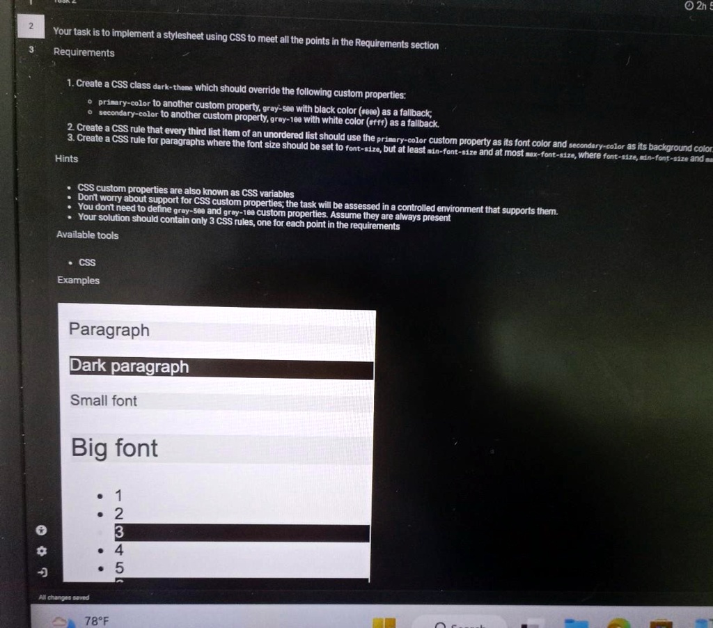 Texts In Css Please Your Task Is To Implement A Stylesheet Using Css To Meet All The Points In