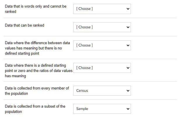 Data that is words only and cannot be ranked [ Choose ] Data...