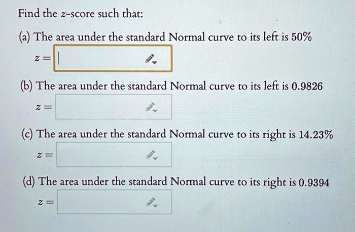 Find the z-score such that:The area under the standar… - SolvedLib