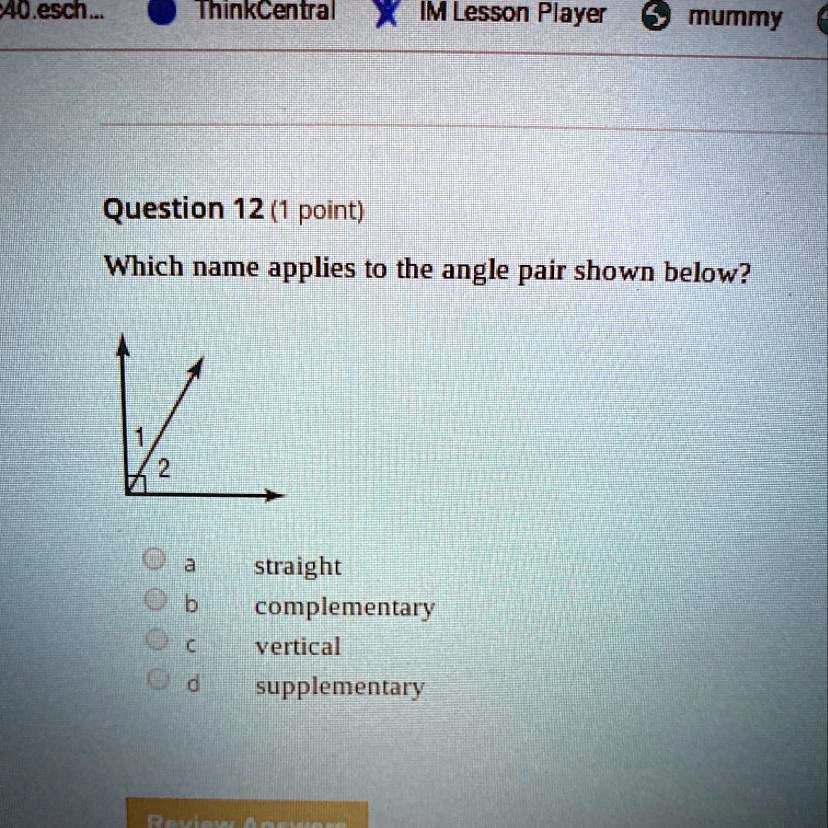 SOLVED: 'which name applies to the angle pair shown below? Auescn ...
