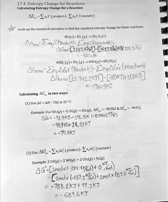 SOLVED: 17.4 Entropy Change for Reactions: Calculating Entropy Change for a Reaction S ...