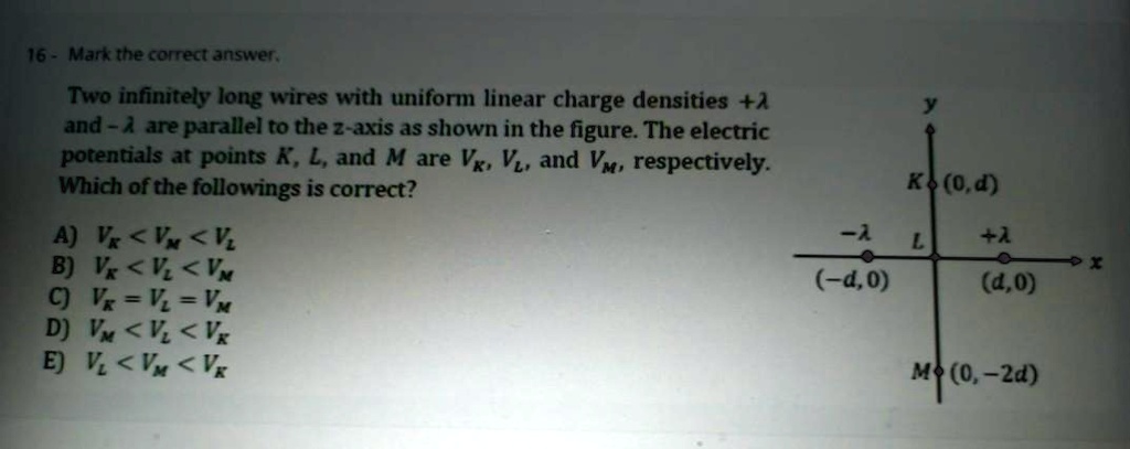 SOLVED: Texts: 16-Mark the correct answer Two infinitely long wires ...