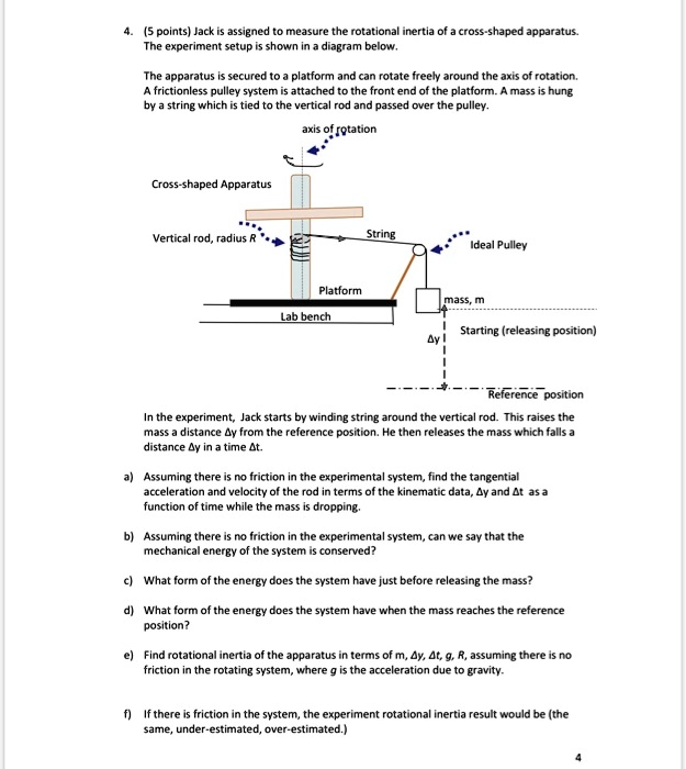 SOLVED: Jack is assigned to measure the rotational inertia of the experiment setup shown in the ...