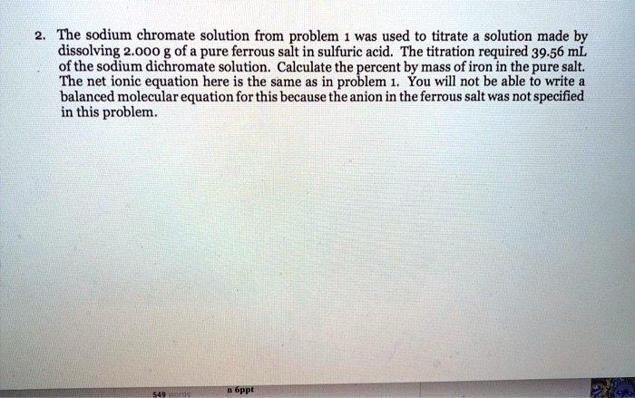 SOLVED: The sodium chromate solution from problem was used to titrate ...