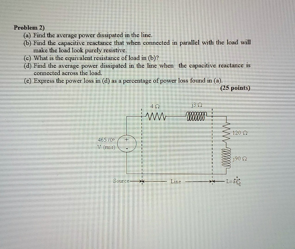 SOLVED: Problem 2) (a) Find the average power dissipated in the line ...