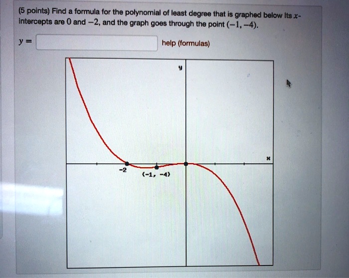 SOLVED: (5 points) Find formula for the polynomial of least degree that is graphed below Its x ...