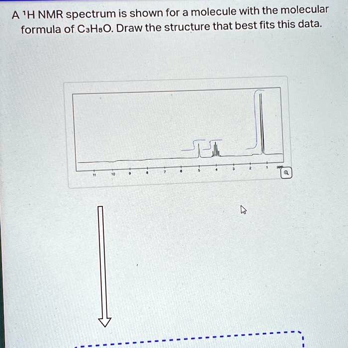 A 1H NMR spectrum is shown for a molecule with the molecular formula of ...