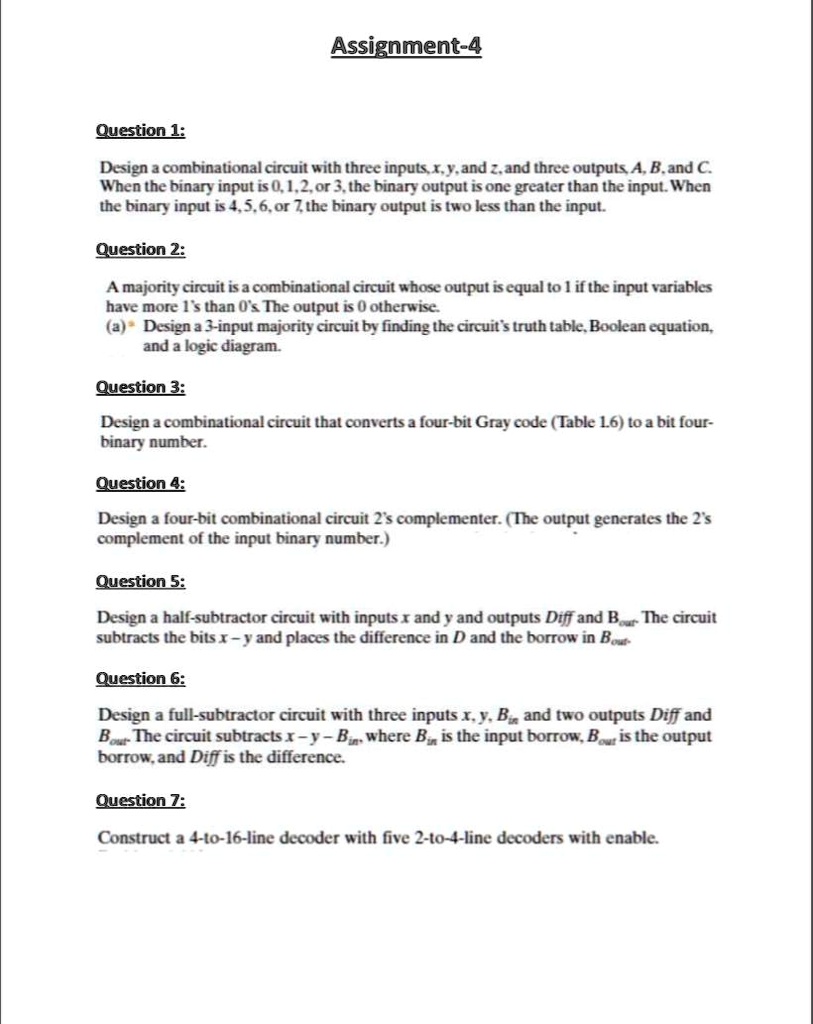Solved Assignment 4 Question 1 Design A Combinational Circuit With Three Inputs X Y And Z 4195