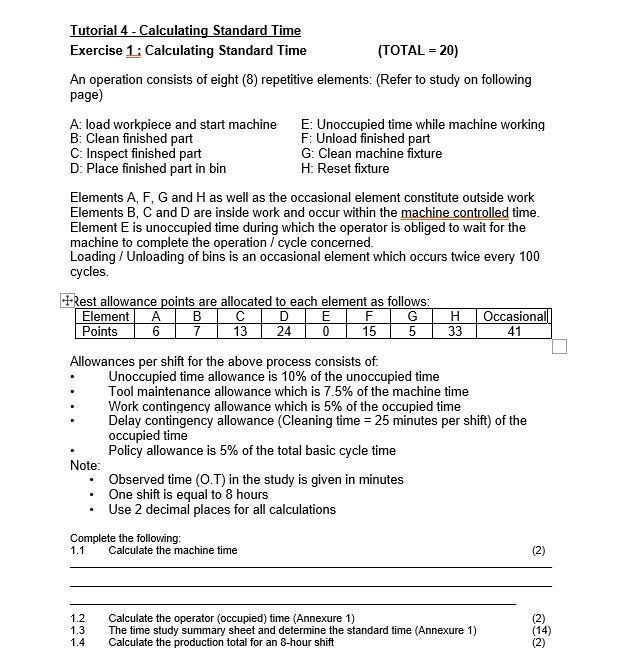 Tutorial 4 - Calculating Standard Time Exercise 1: Calculating Standard ...