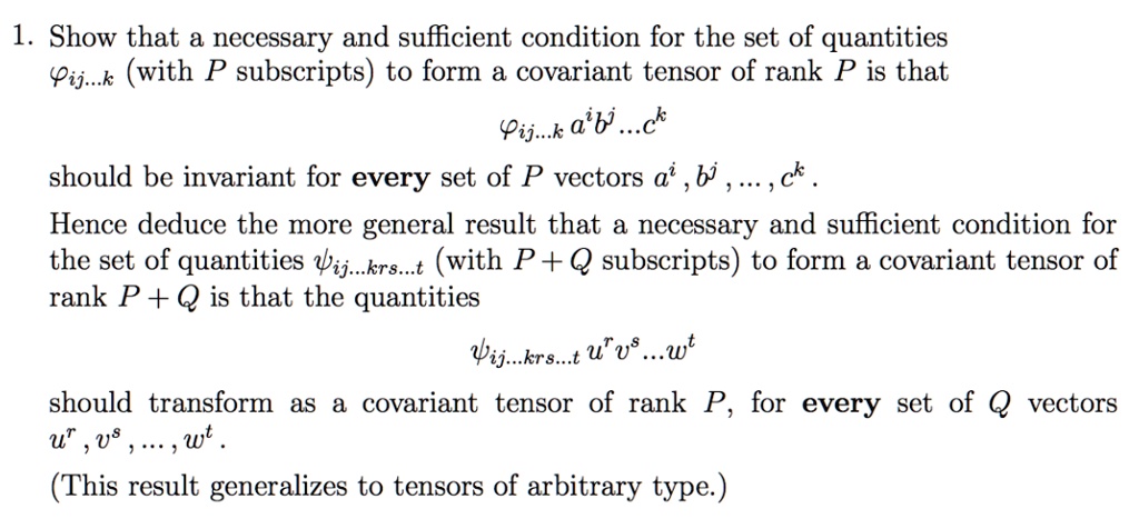 SOLVED: 1. Show that a necessary and sufficient condition for the set ...