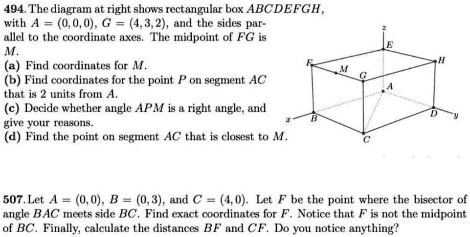 SOLVED: 494. The diagram at right shows rectangular box ABCDEFGH, with ...
