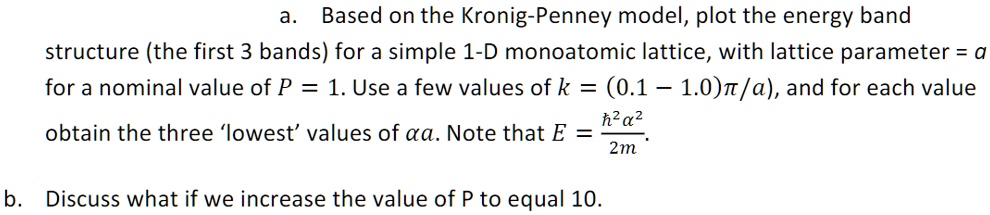 VIDEO solution: Based on the Kronig-Penney model, plot the energy band ...