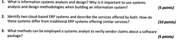 SOLVED: What is information systems analysis and design? Why is it important to use systems ...