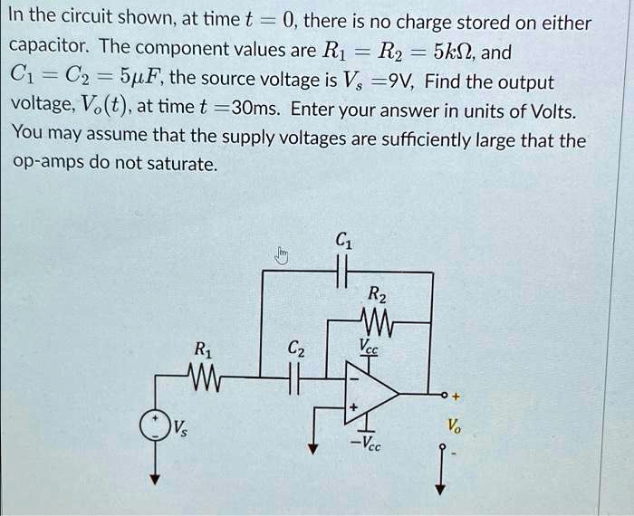 In the circuit shown, at time t = 0, there is no charge...