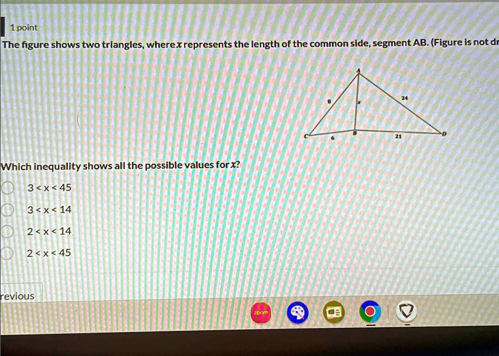 SOLVED: The figure shows two triangles, where x represents the length ...