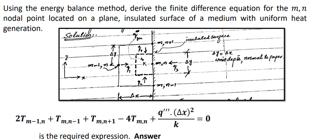 using the energy balance method derive the finite difference equation ...